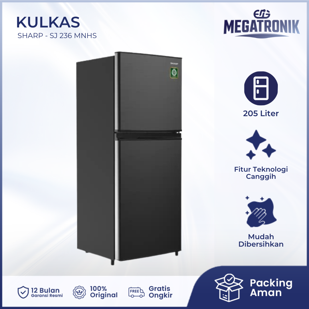 Sharp Kulkas 2 Pintu 205 Liter / 187 Liter Two Door Stainless Steel ...